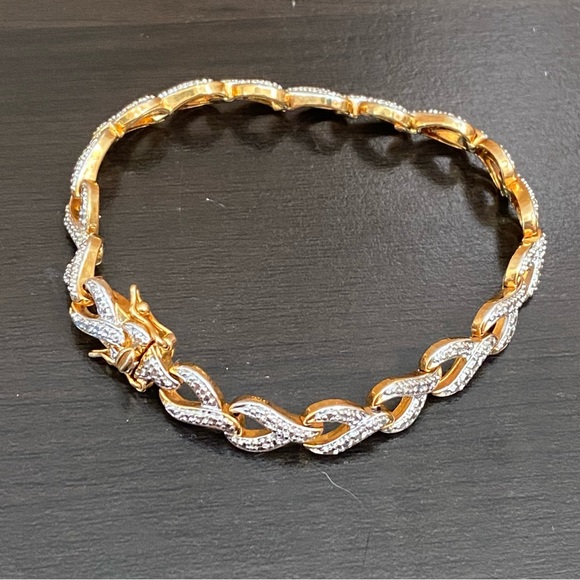 Jewelry | Paj Bb China Goldtone Diamond Illusion Box Clasp Double Prong ...